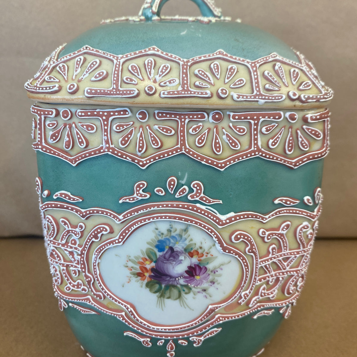 Antique Japanese Moriage Biscuit Jar – Barnacle Betty's Antique and Art ...